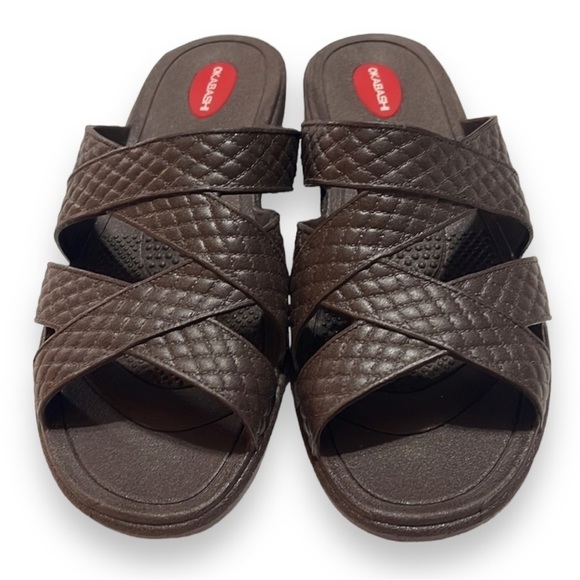 Okabashi | Shoes | Okabashi Womens Brown Cross Strap Slip On Slide ...